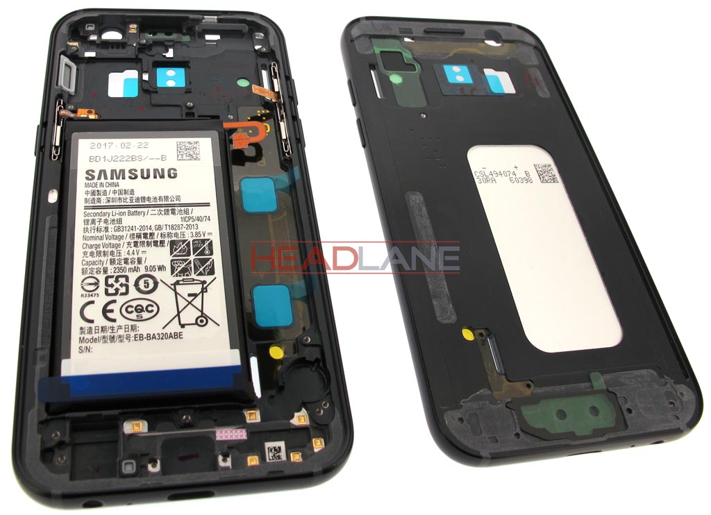 Samsung SM-A320 Galaxy A3 (2017) Middle + Battery - Black - GH82-13667A
